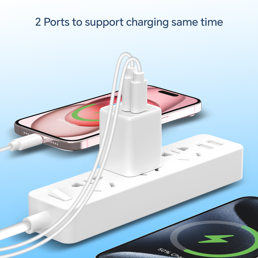 35W GaN Fast Charger USB Type C Dual Ports USB-A+USB-C Power Adapter ...